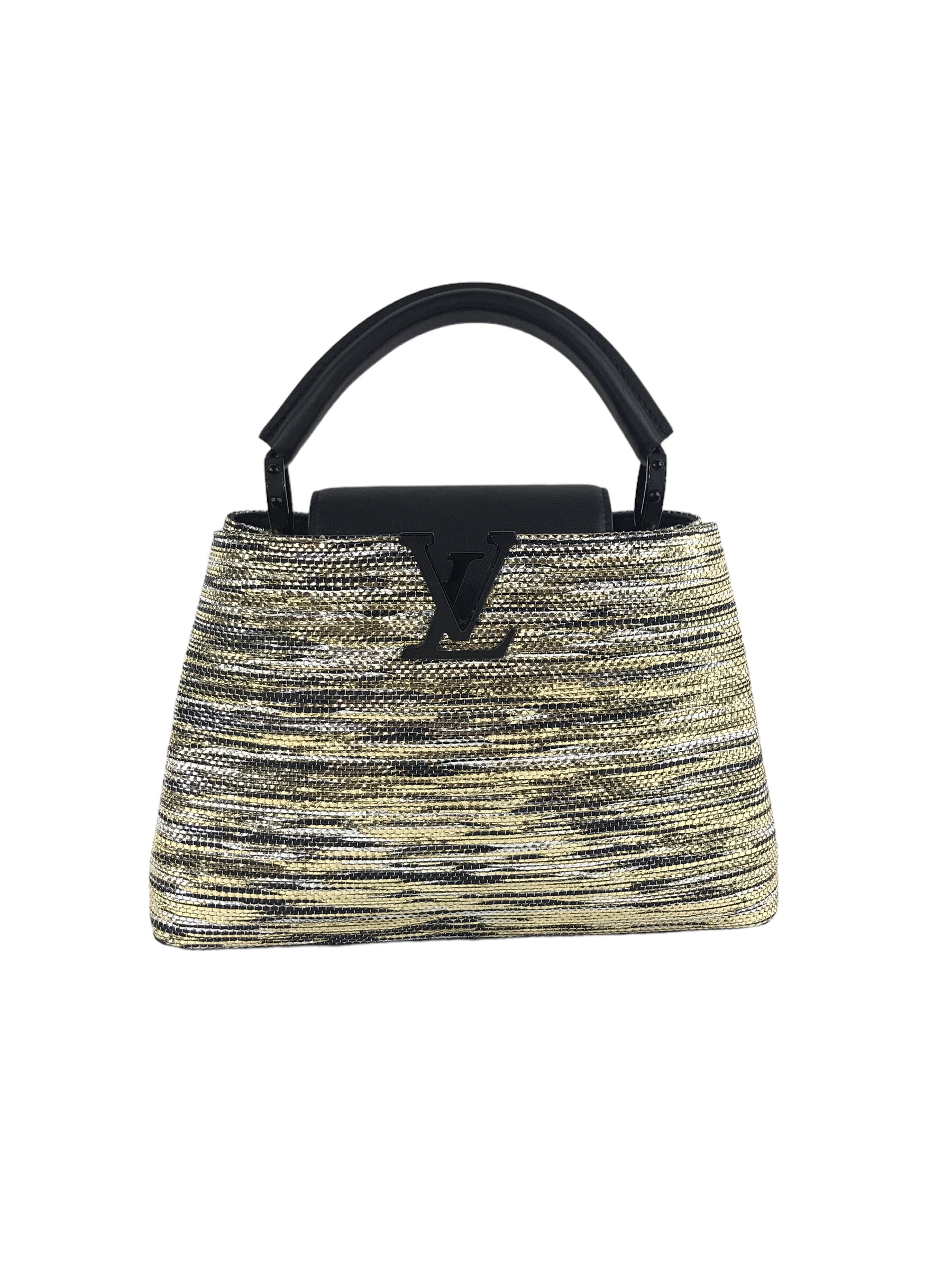 Limited Edition Black/Gold Woven Shimmery Embroidered Textile Capucine